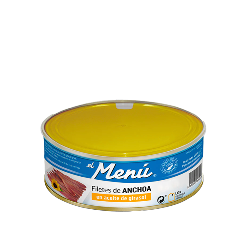 Anchovy fillets in sunflower oil 515g - El Menu